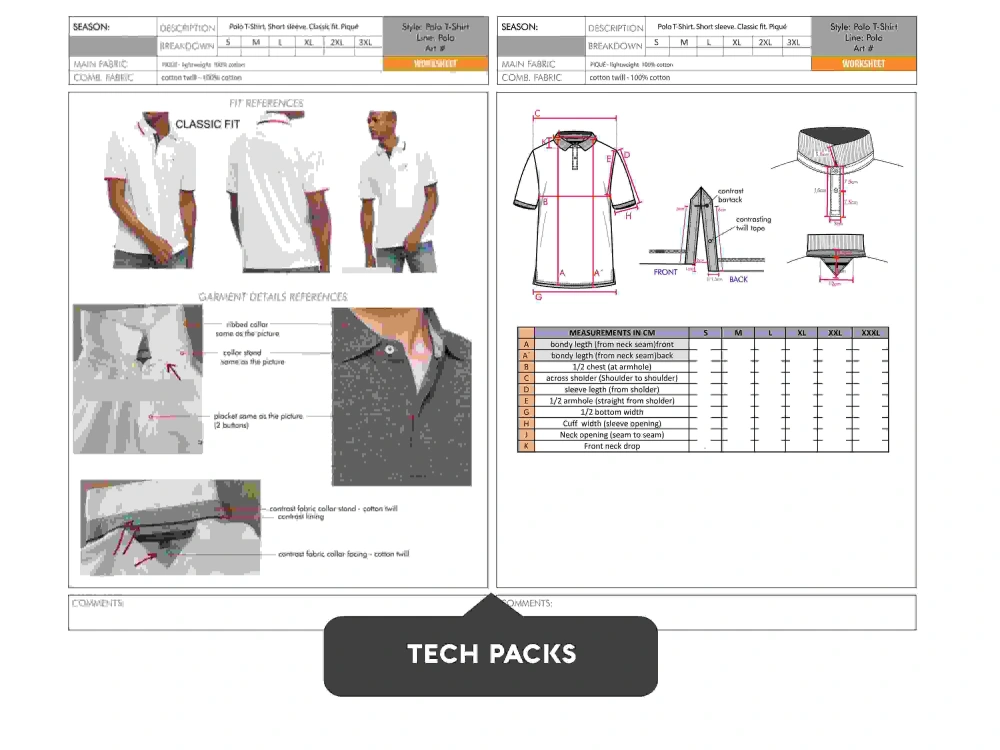 A professional & detailed tech pack for the manufacturer | Upwork