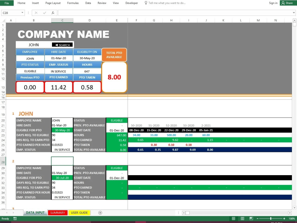 A dynamic spreadsheet template in Excel/Google sheets for your business ...