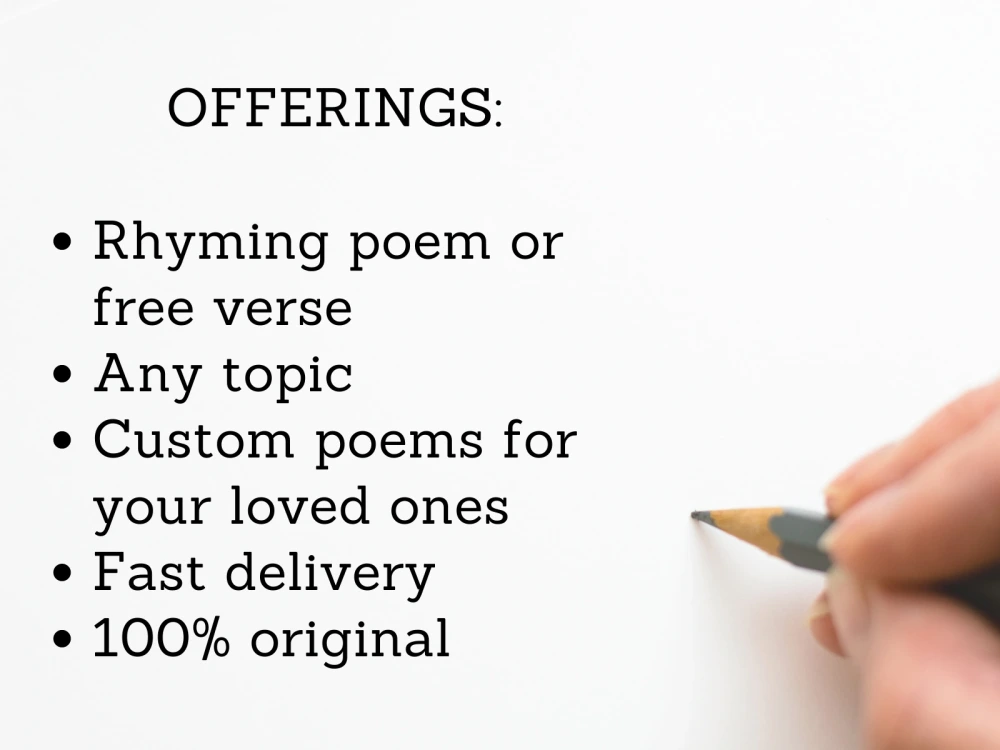 An experienced poet/poetry editor to write a customised poem for you ...