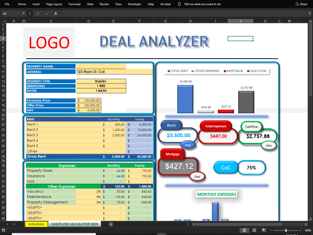 A dynamic spreadsheet template in Excel/Google sheets for your business ...