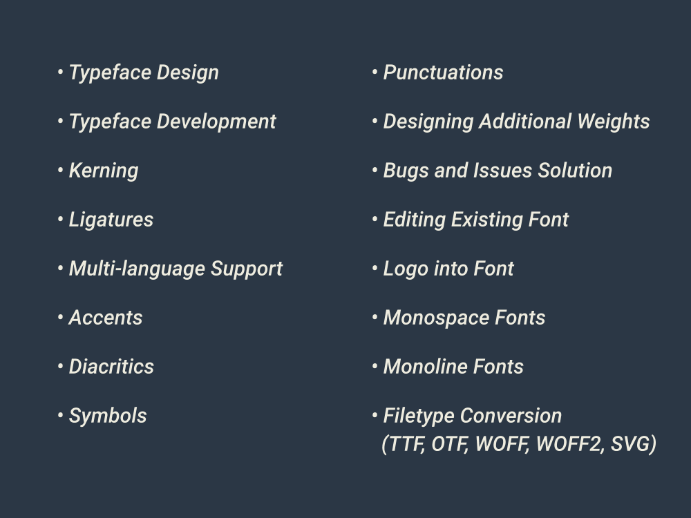 A custom typeface/font designed by a professional (TTF, OTF, WOFF, WOFF2) | Upwork