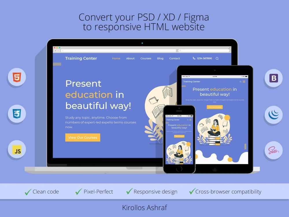 Psd/xd/Figma or any design converted to responsive website | Upwork