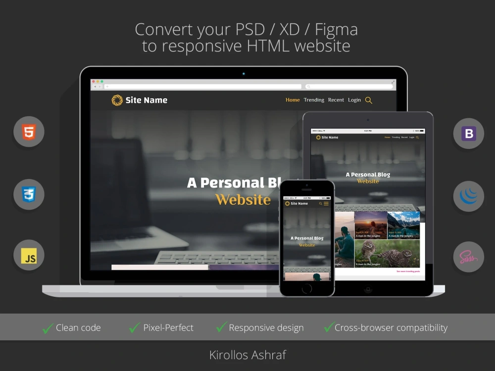 Psd/xd/Figma or any design converted to responsive website | Upwork