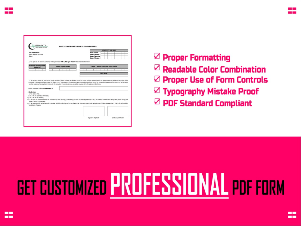 A professional customized PDF Form that can be printed or published ...