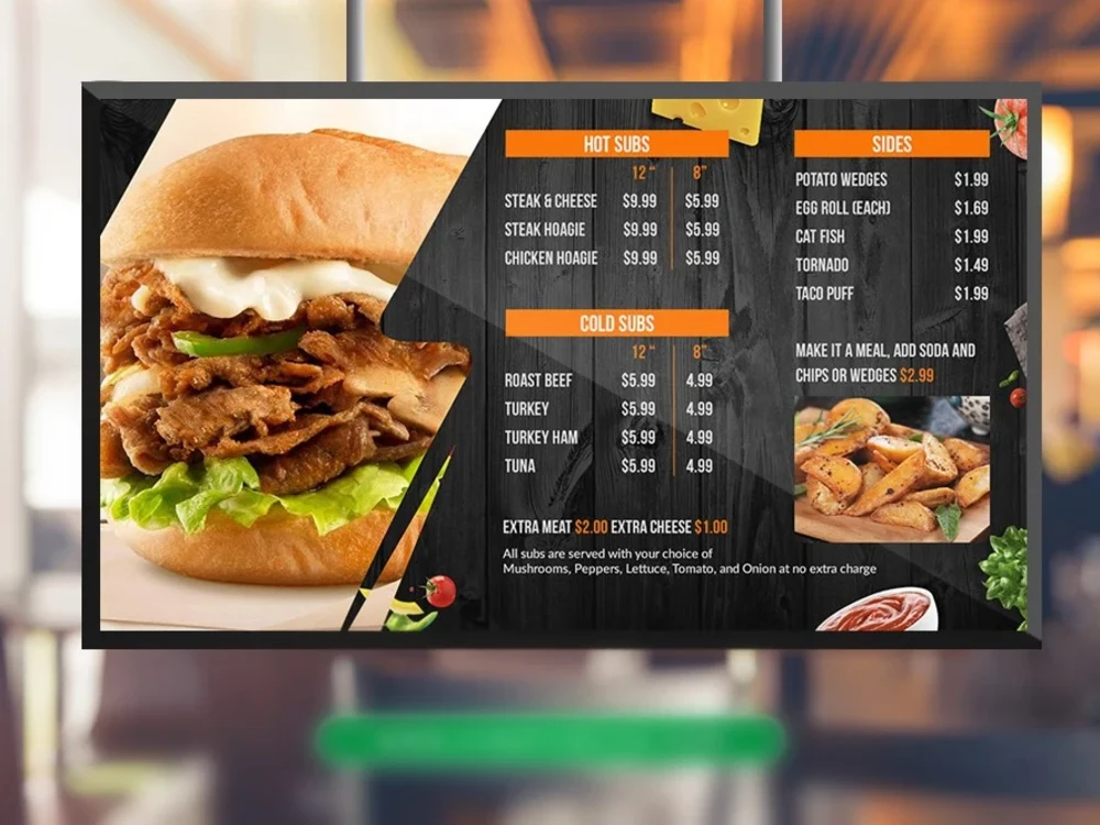 Digital static menu design for TV screen | Upwork