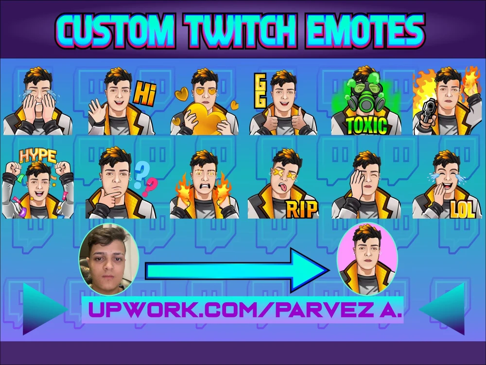 Amazing emotes and sub badges,stickers,icons for twitch, discord ...