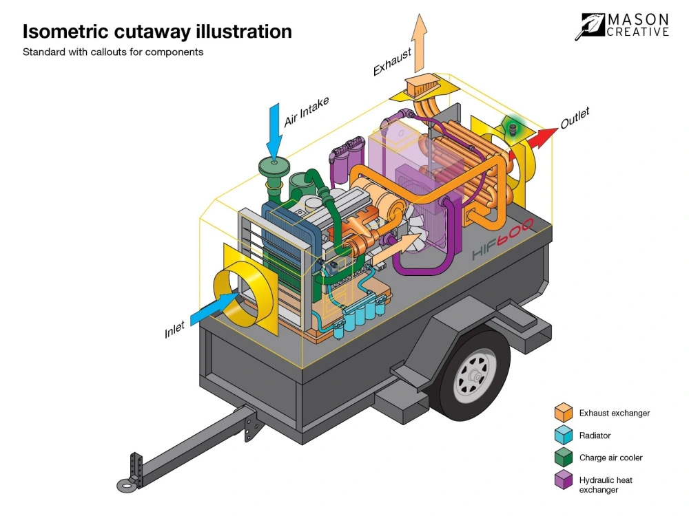 An isometric technical illustration based on engineering drawings | Upwork