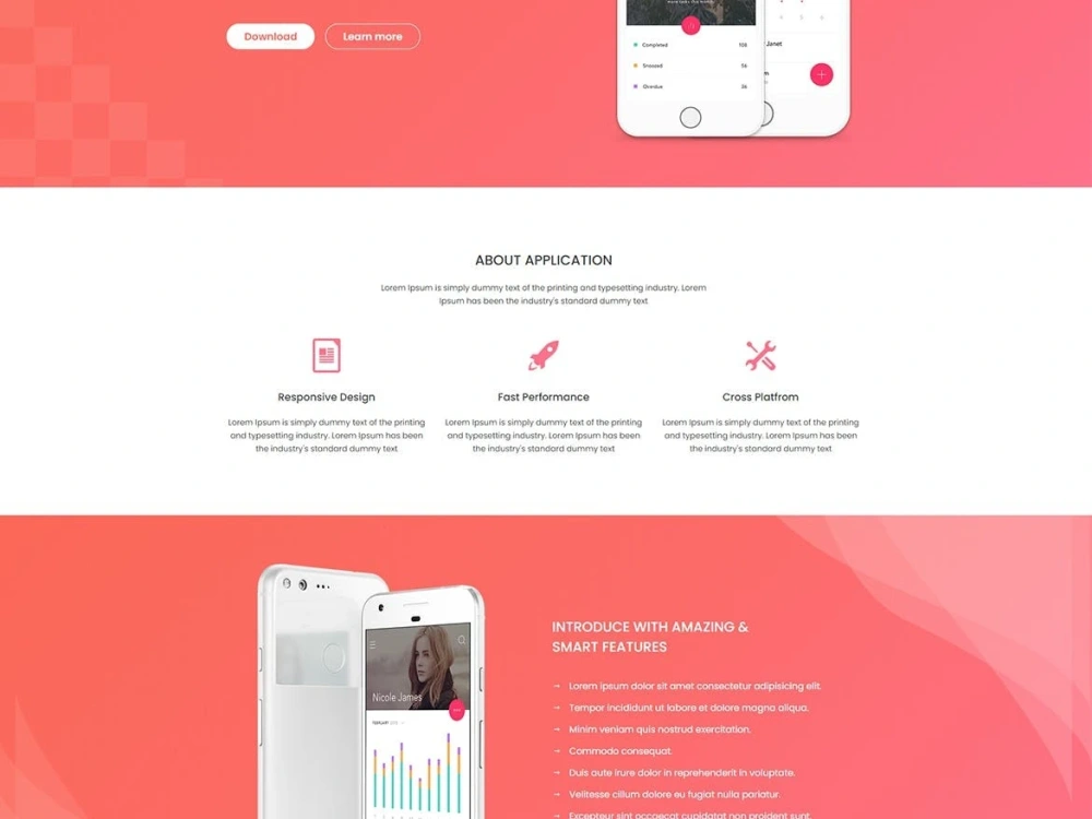 An amazing clean eApp - 5 in 1 App Landing Page for your business | Upwork