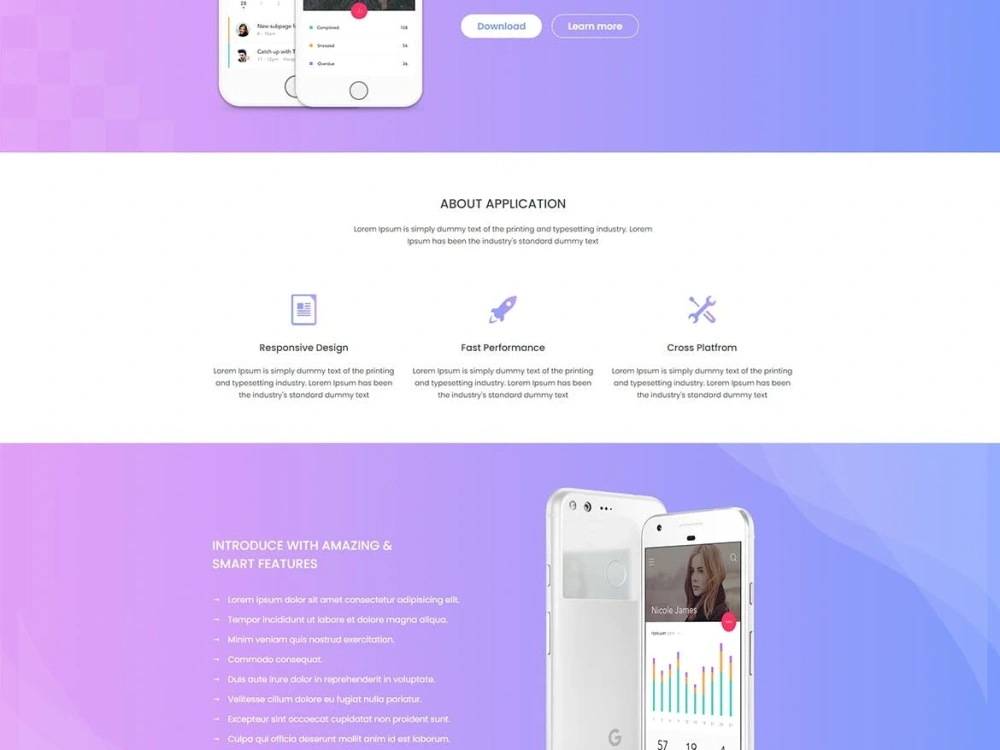 An amazing clean eApp - 5 in 1 App Landing Page for your business | Upwork