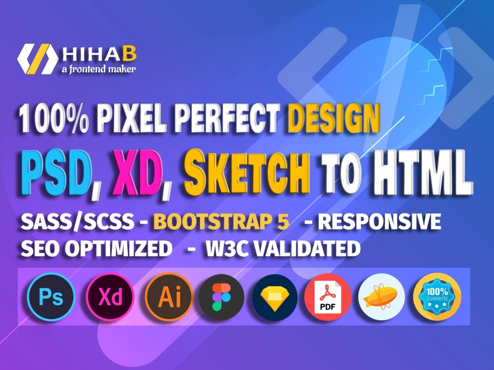 PSD, XD, AI, Figma, Sketch to HTML Responsive Design With Bootstrap | Upwork