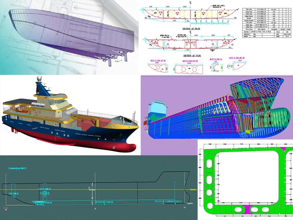 The design of ship, yacht, boat or barge with detailed calculations ...