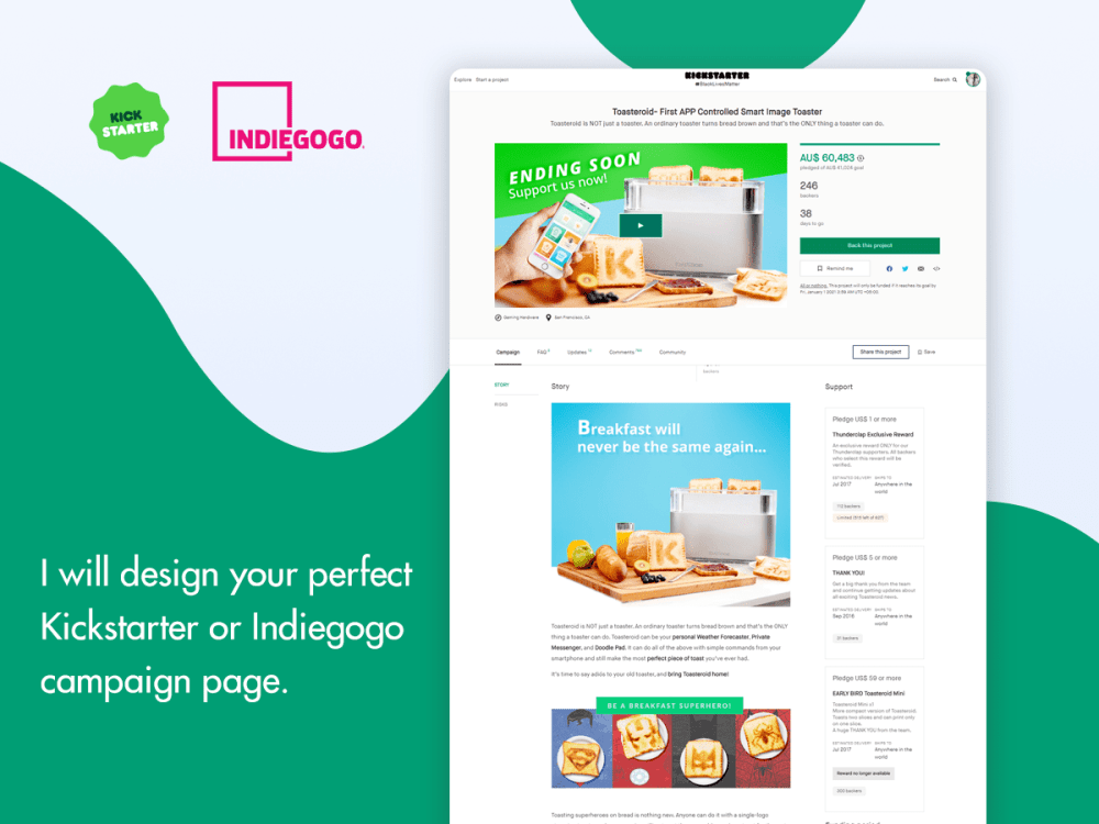An Outstanding Kickstarter or Indiegogo Campaign Page Design | Upwork