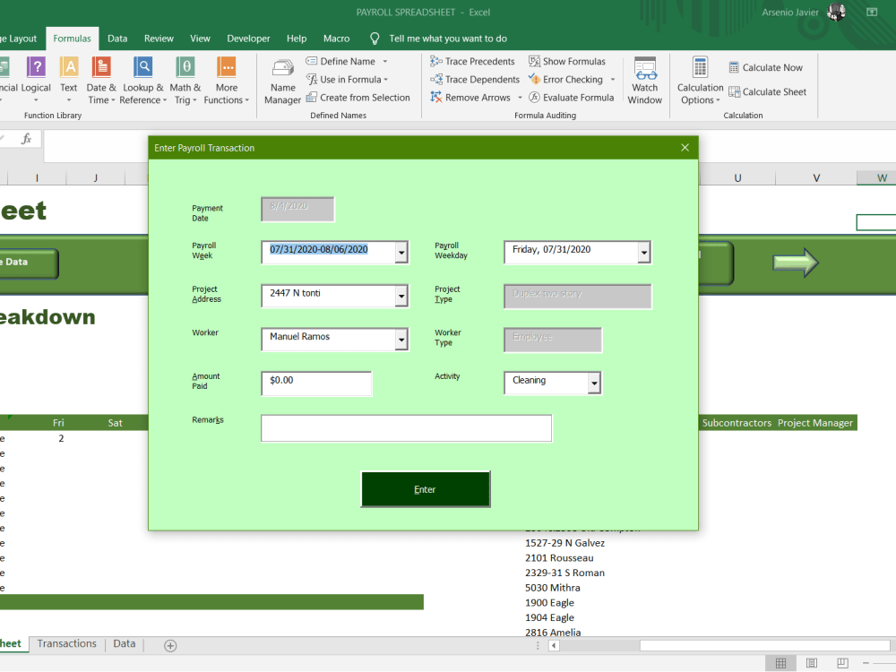 A fully dynamic Excel Template | Upwork