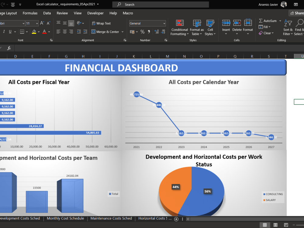 A fully dynamic Excel Template | Upwork