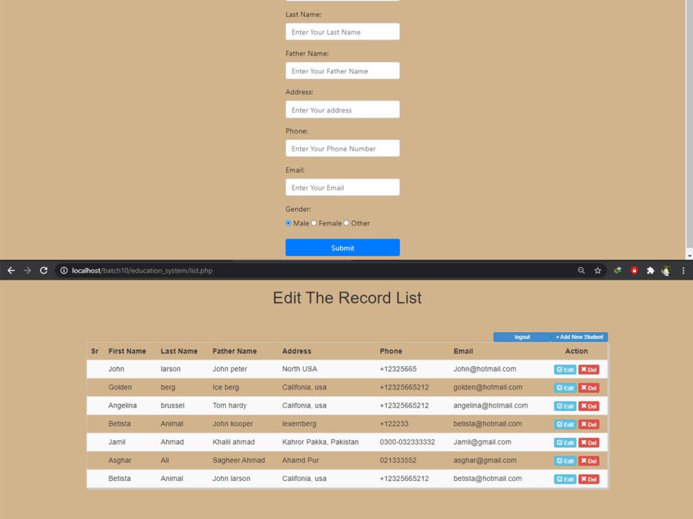 A CRUD for school management system | Upwork