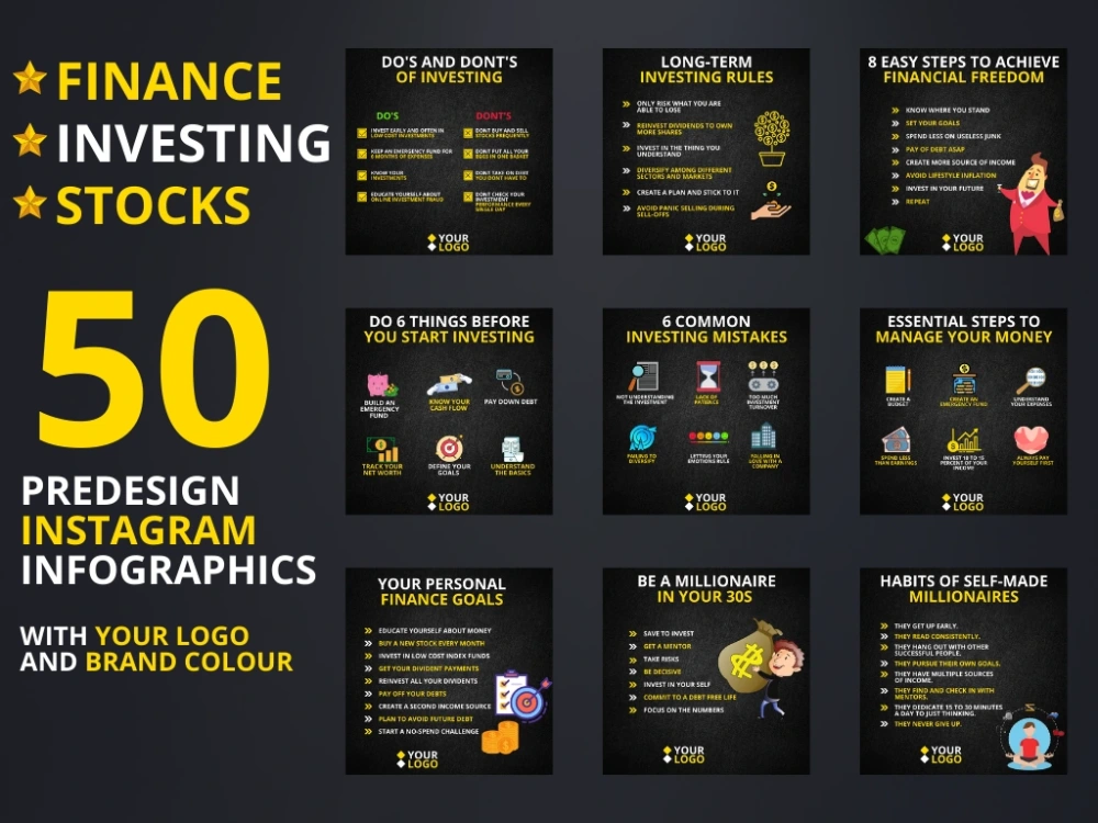50 investing, finance, stocks Instagram infographic designs | Upwork
