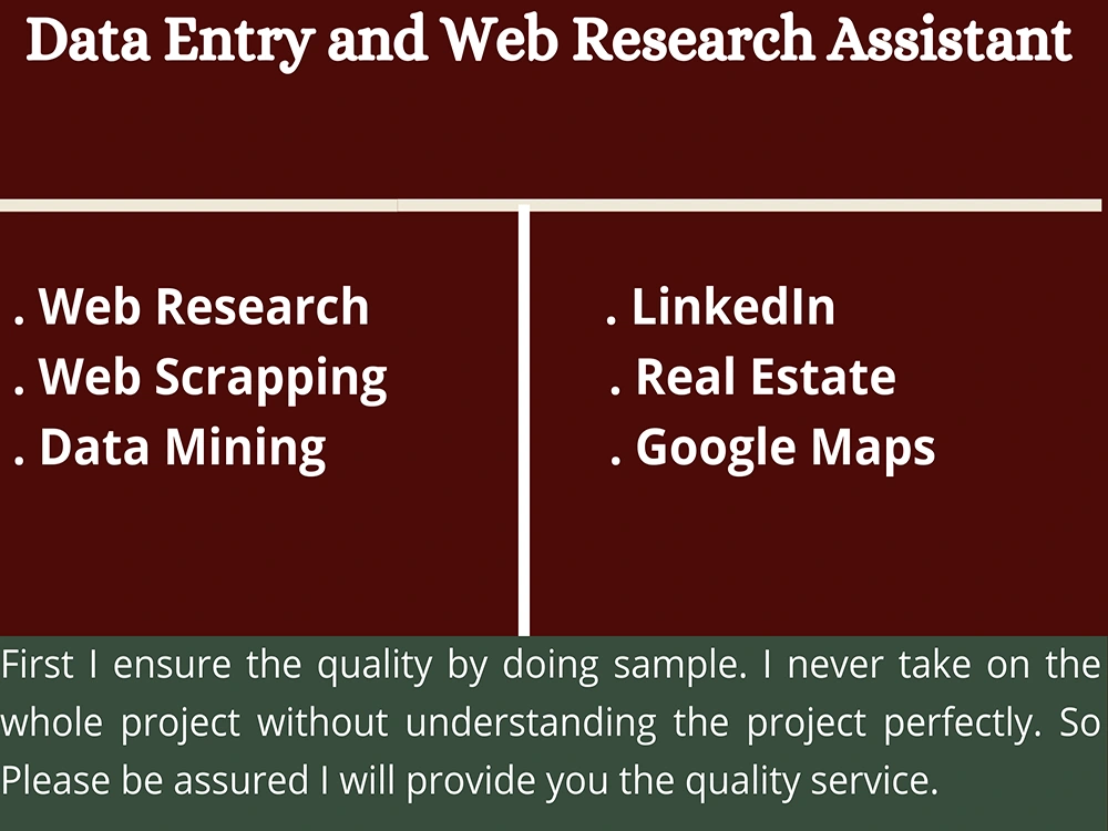 A professional data entry and web research assistant | Upwork