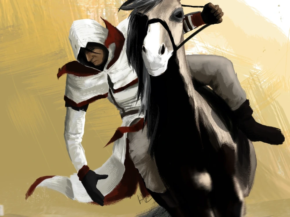 Full body digital painting concept art of a character w/ simple ...