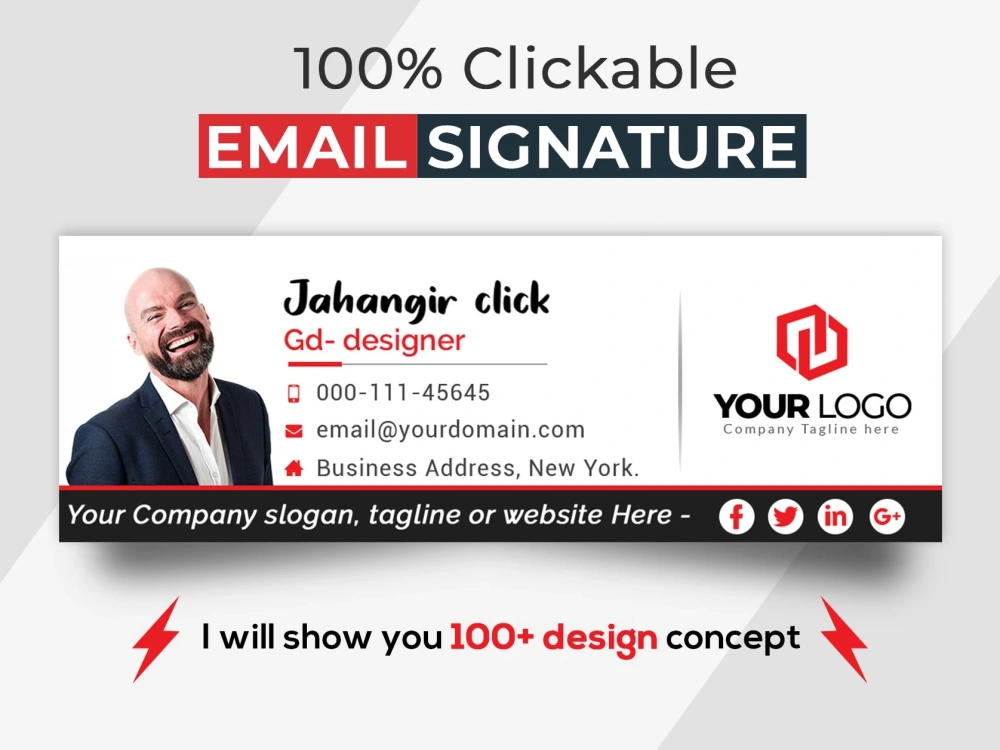 Clickable and animated email signature HTML email signature, email footer | Upwork