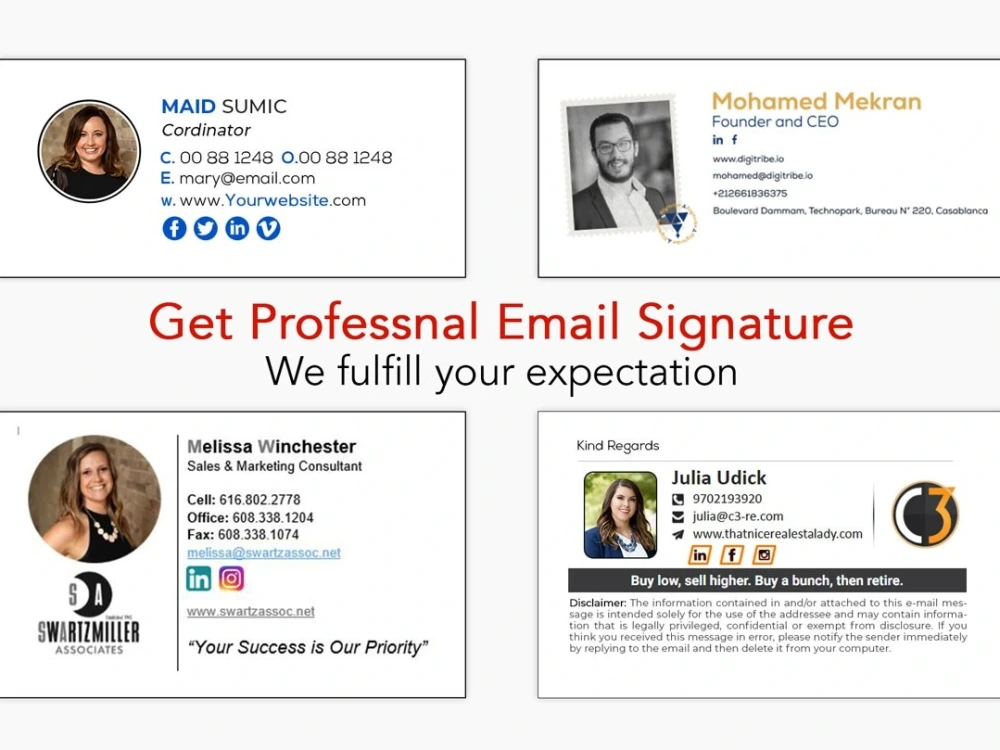 Clickable and animated email signature HTML email signature, email footer | Upwork