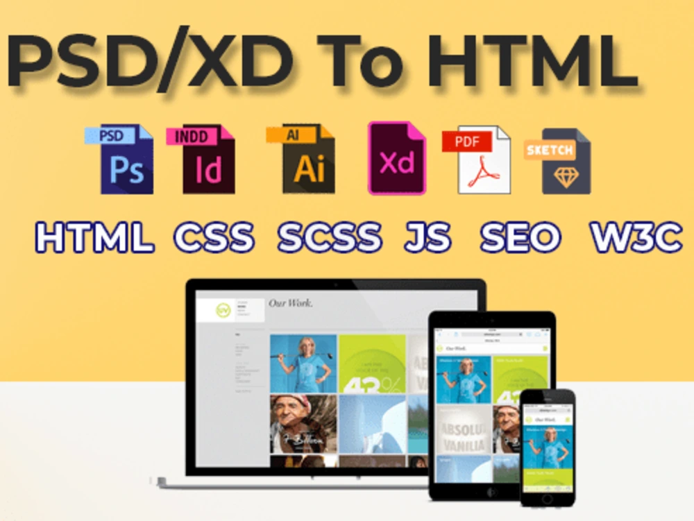 Your PSD,xd or PDF design converted to responsive HTML ,CSS or Boostrap ...