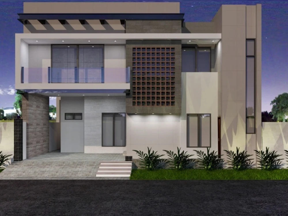 A sweet 3d house photo realistic render front 3d elevation | Upwork