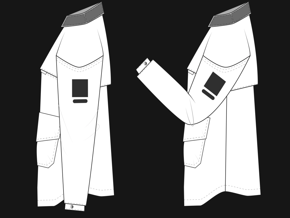 A fully illustrated, professional industry standard CAD fashion drawing ...