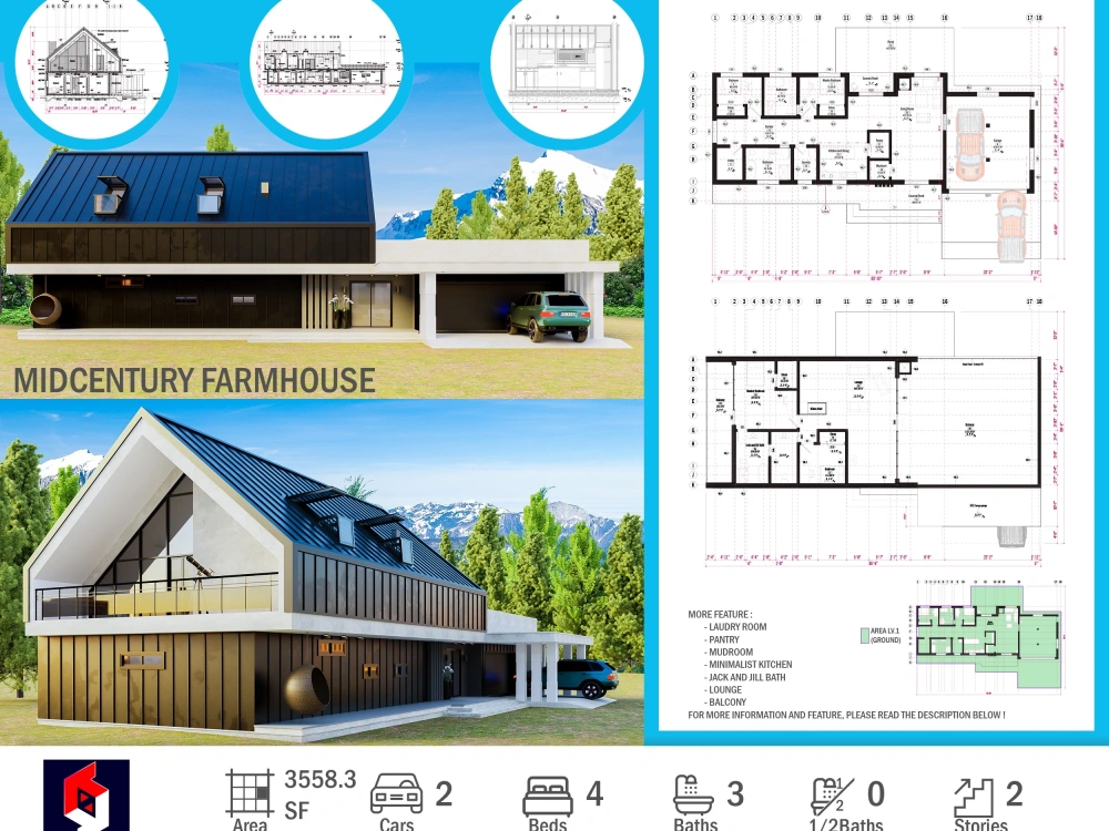 Professional 2D architectural engineering drawings in AutoCAD or Revit ...