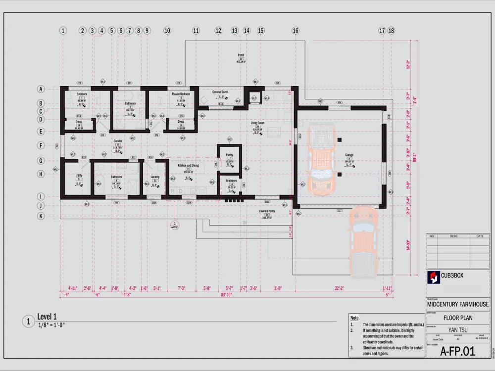 Professional 2D architectural engineering drawings in AutoCAD or Revit ...