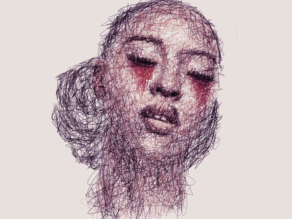 A portrait drawing in scribble art, personalized line drawing portrait ...