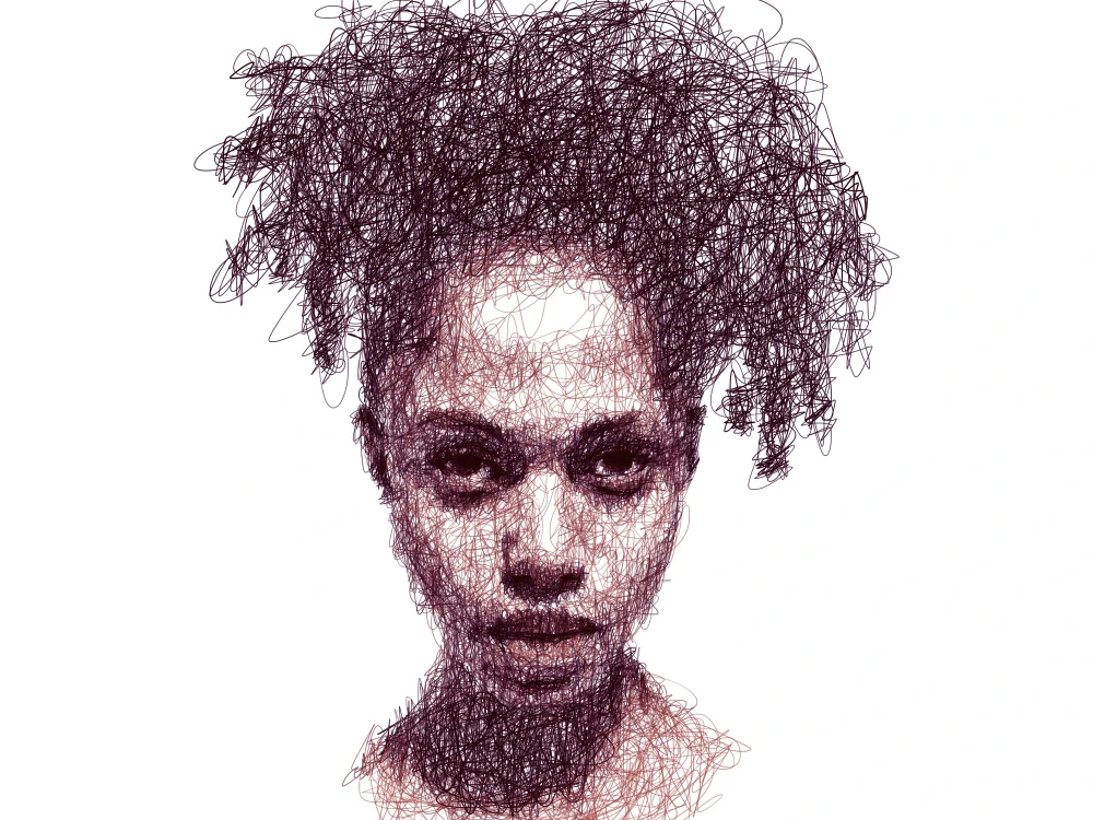 A portrait drawing in scribble art, personalized line drawing portrait ...