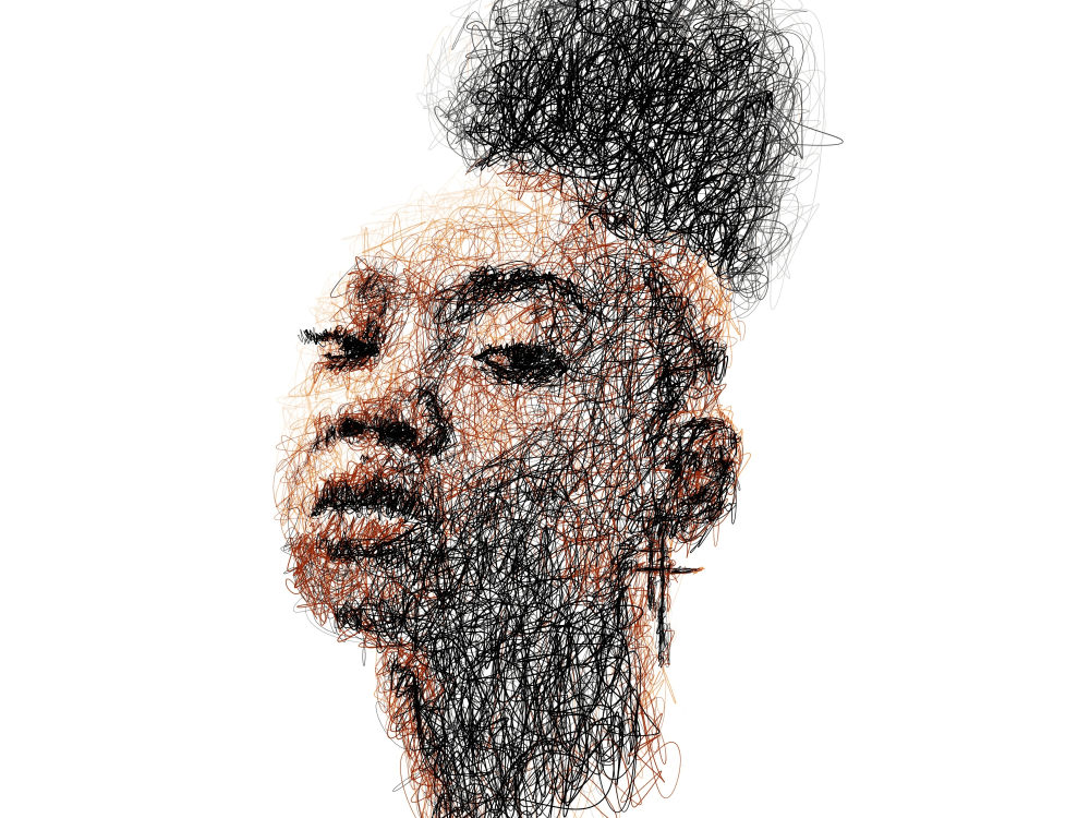 A portrait drawing in scribble art, personalized line drawing portrait ...
