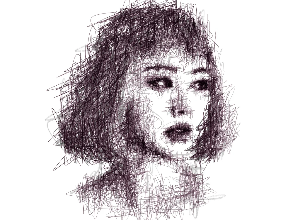 A portrait drawing in scribble art, personalized line drawing portrait ...