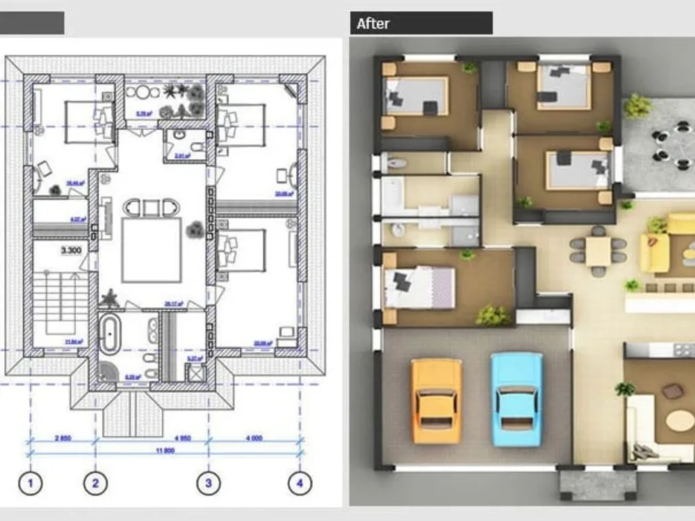 3d architectural design, interior design, 3d rendering and 2d floor ...
