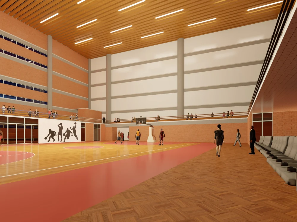 Sports Center/complex/academy 3D exterior and interior design quickly ...