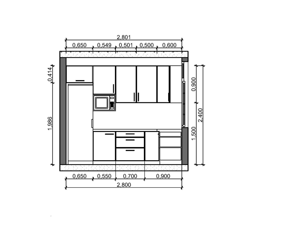 A kitchen layout floor plan and elevations | Upwork