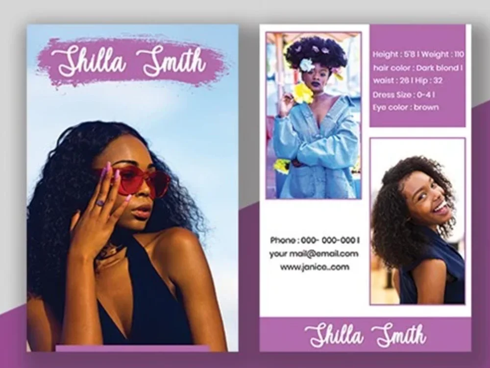 Professional comp card design within 24 hours | Upwork