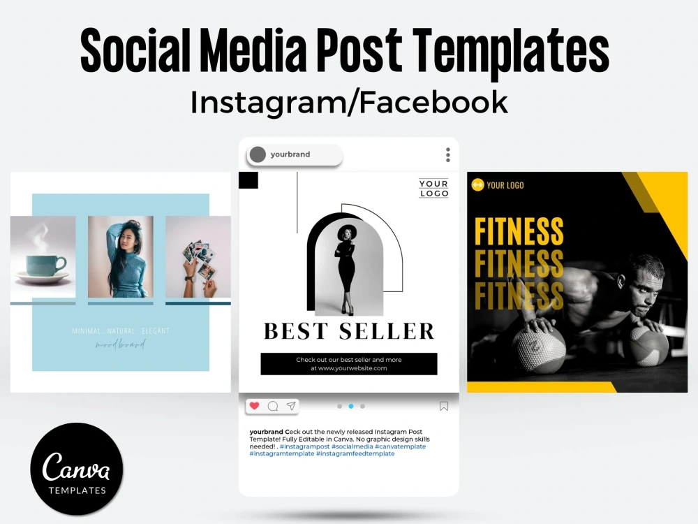Custom engaging social media Instagram FB post templates editable in ...