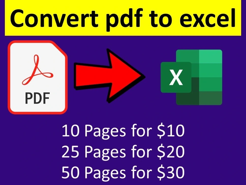 10 pages PDF/Scan to Excel conversion for $10 | Upwork