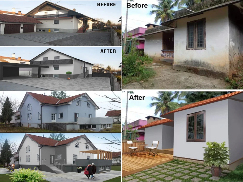 I will photoshop edit house exterior, interior photo, renovation | Upwork