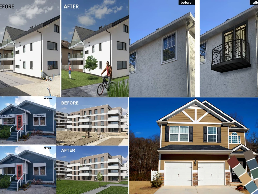 I will photoshop edit house exterior, interior photo, renovation | Upwork