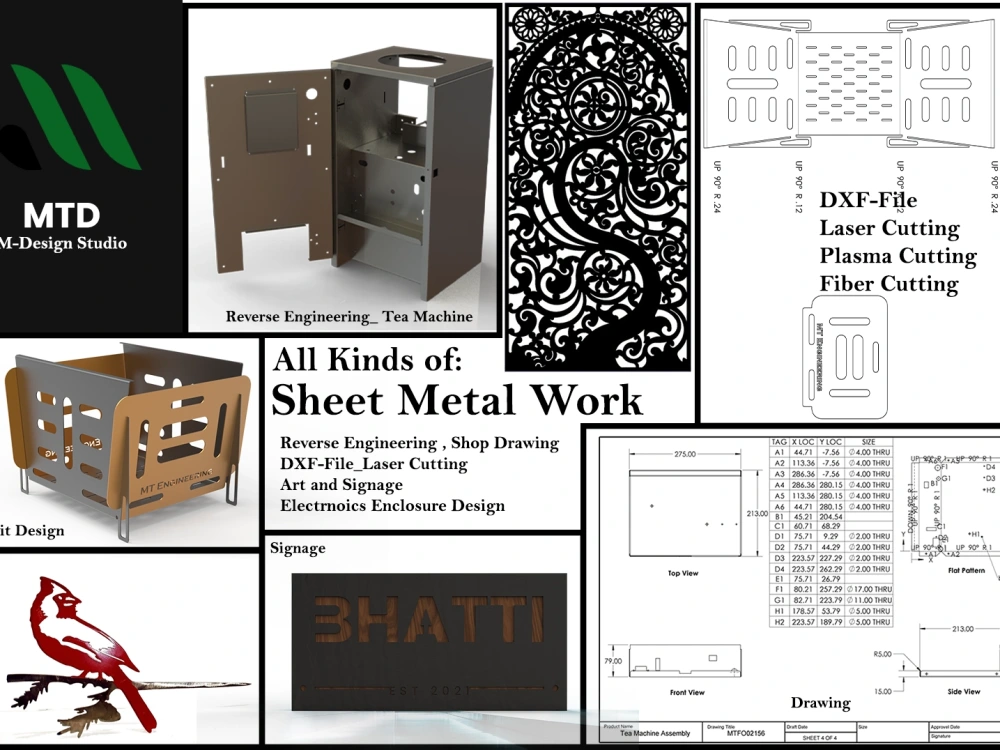 Sheet Metal Drawing and DXF File for Laser, Fiber or Plasma Cutting ...