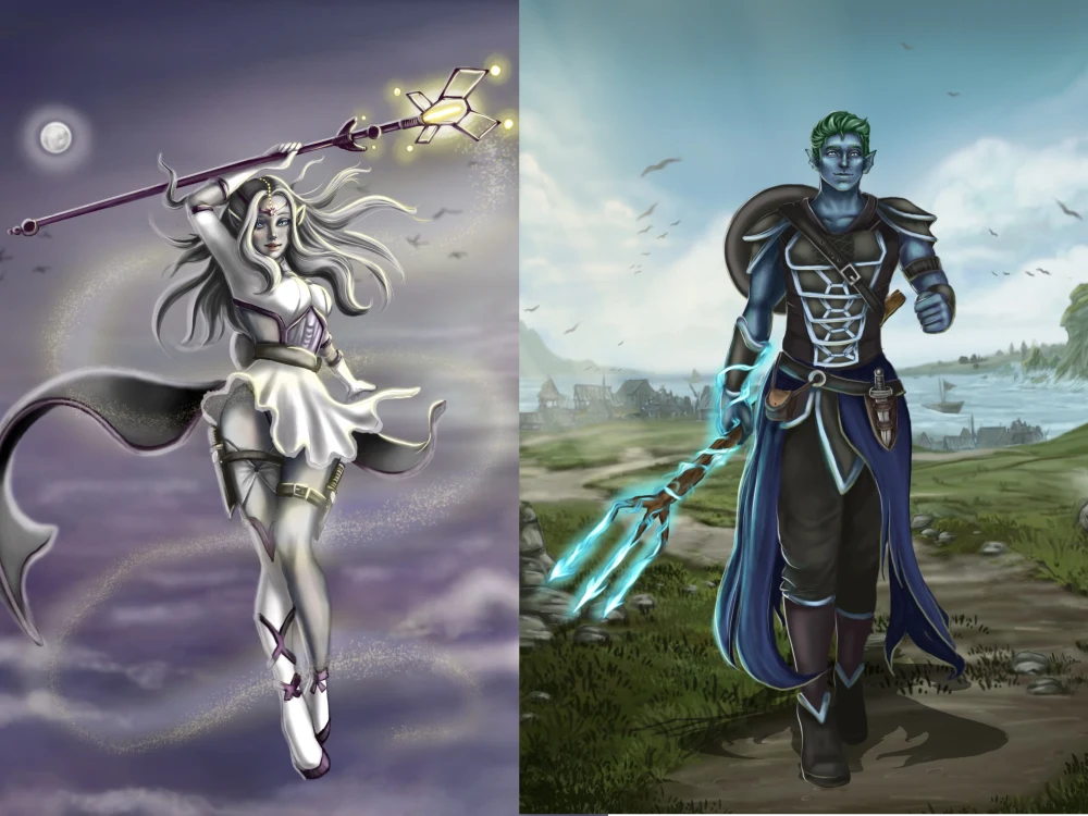 Character art with basic/custom background | Upwork