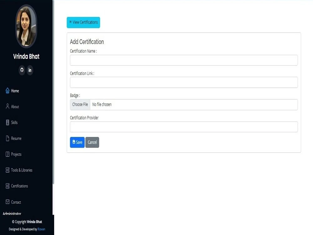 Portfolio website with admin panel | Upwork