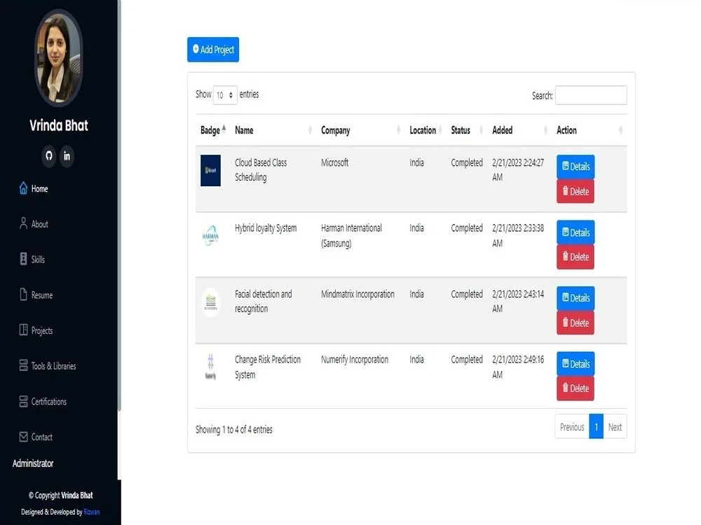 Portfolio website with admin panel | Upwork