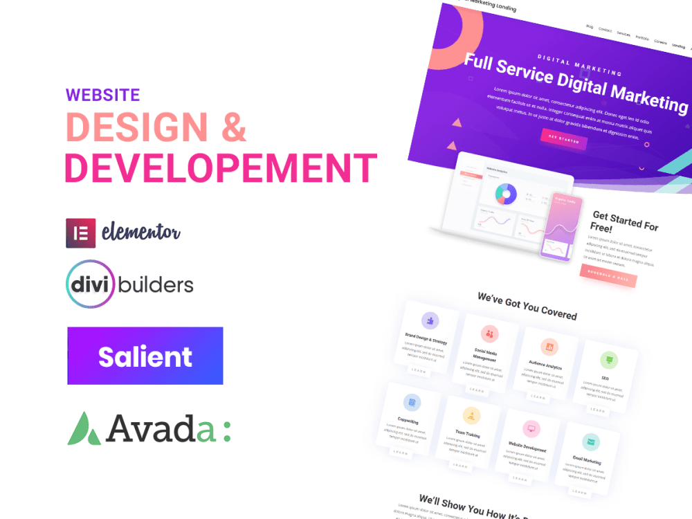 WordPress website using Divi Builder, Elementor, Salient & Avada Theme | Upwork