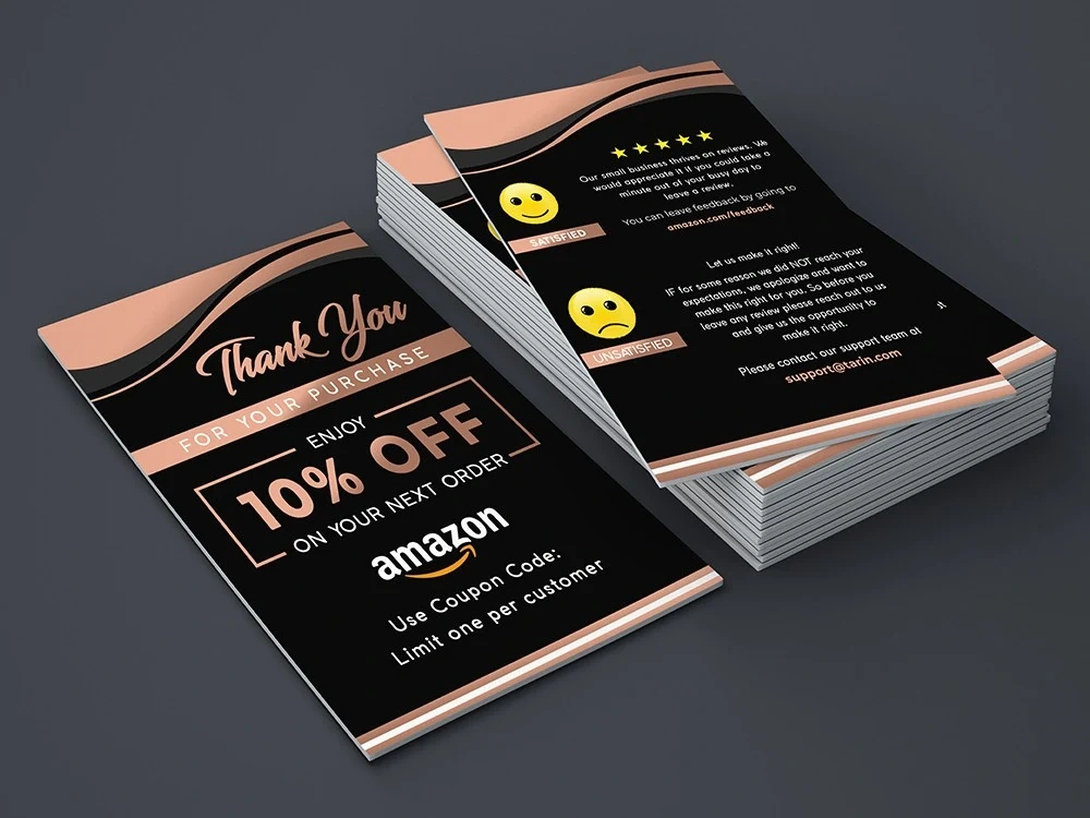 Amazon thank you card, product insert, package insert design | Upwork