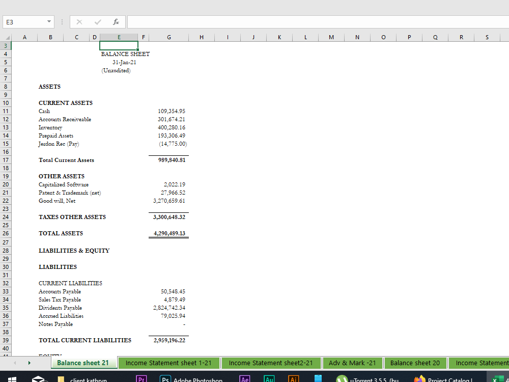 A historical financial statement on Ms excel | Upwork