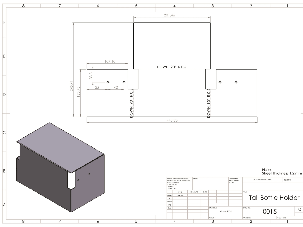 A Sheet Metal Project (3D modeling, engineering drawings, DXF file ...