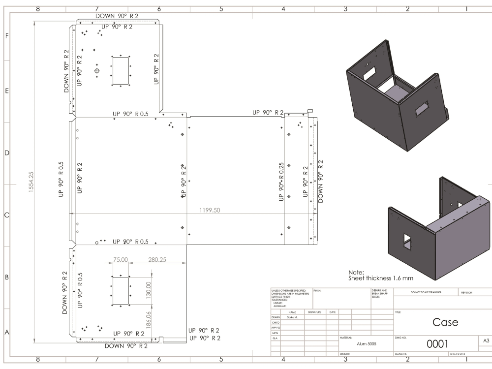 A Sheet Metal Project (3D modeling, engineering drawings, DXF file ...